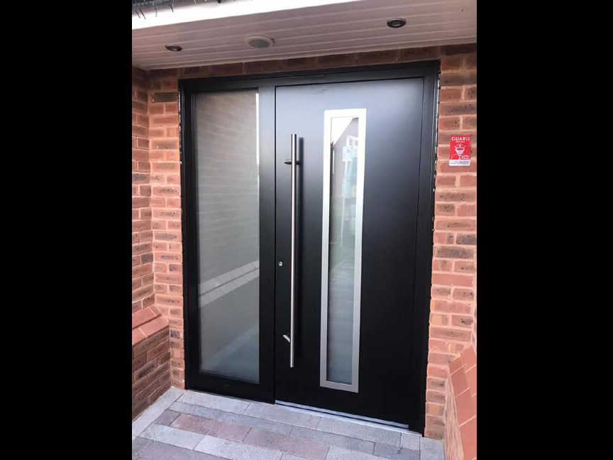 Custom built aluminium front doors. Ultimate insulation & performance.